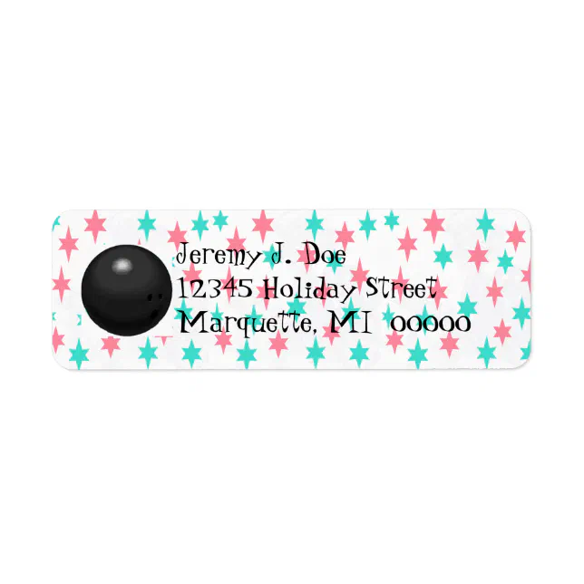 Retro Bowling Ball Bowler's Return address Labels | Zazzle