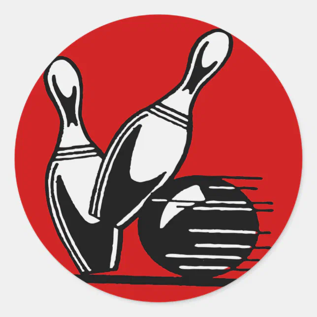 Retro Bowling Pins Customizable Classic Round Sticker | Zazzle