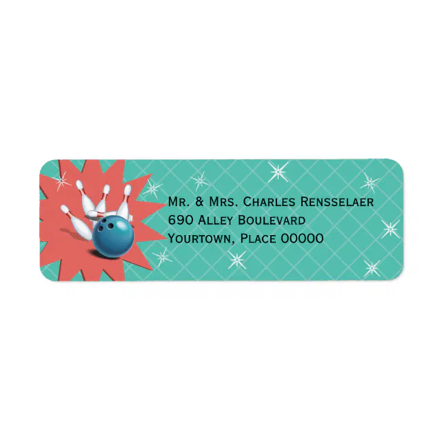 Retro Bowling Return Address Label | Zazzle