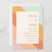 Retro Bright Mint Peach Orange Stripes Wedding Invitation | Zazzle