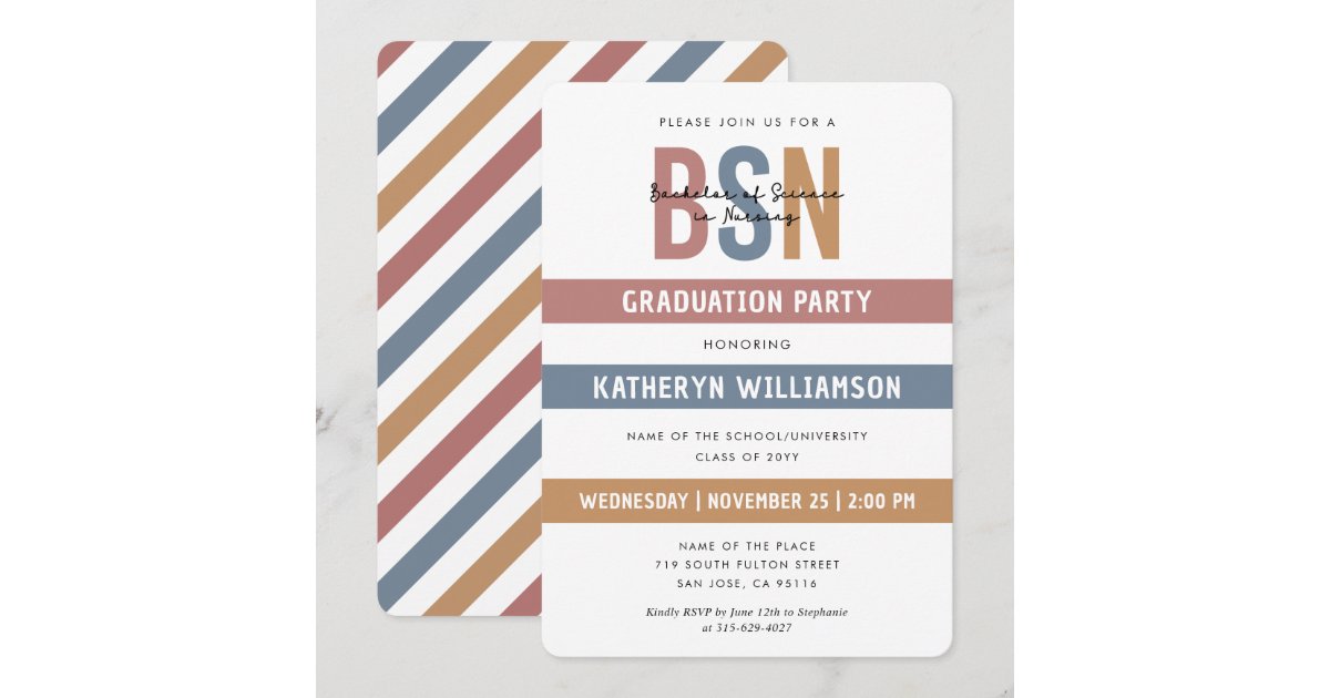 Retro BSN Nursing School Graduation RN Invitation | Zazzle