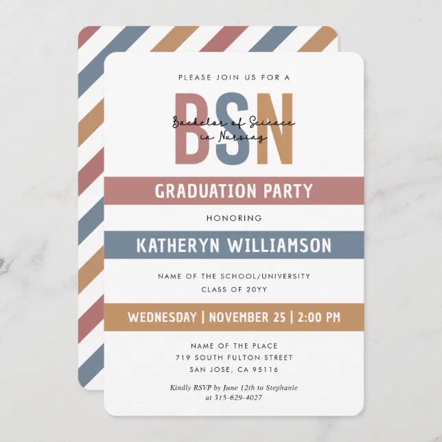 Retro BSN Nursing School Graduation RN Invitation | Zazzle