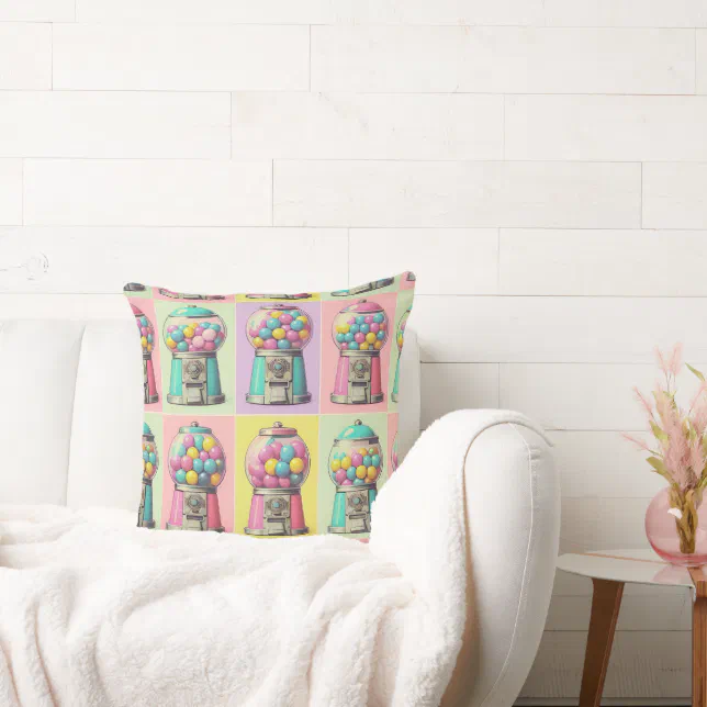 Retro Bubblegum machine Throw Pillow | Zazzle