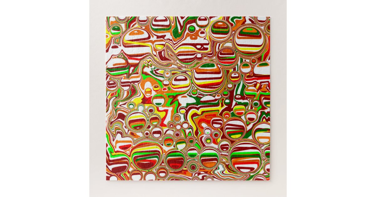 Retro Bubbles Digital Art Jigsaw Puzzle | Zazzle