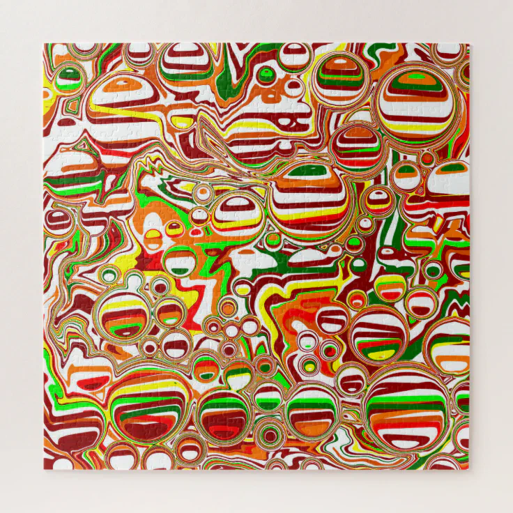 Retro Bubbles Digital Art Jigsaw Puzzle | Zazzle