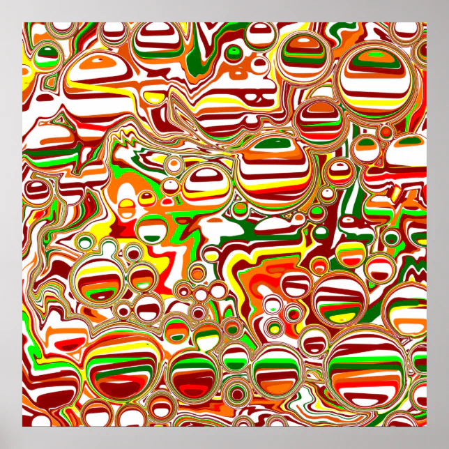 Retro Bubbles Digital Art Poster | Zazzle