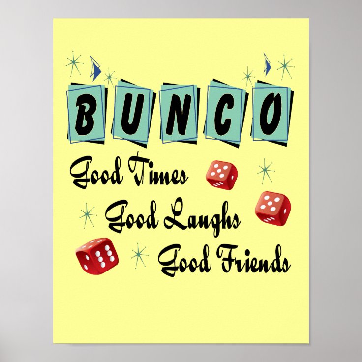 Retro Bunco Sign - Good Time, Laughs and Friends | Zazzle