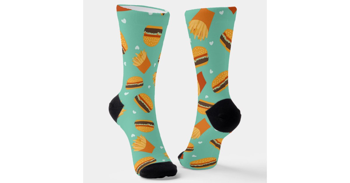 Retro Burger and Fries Socks | Zazzle