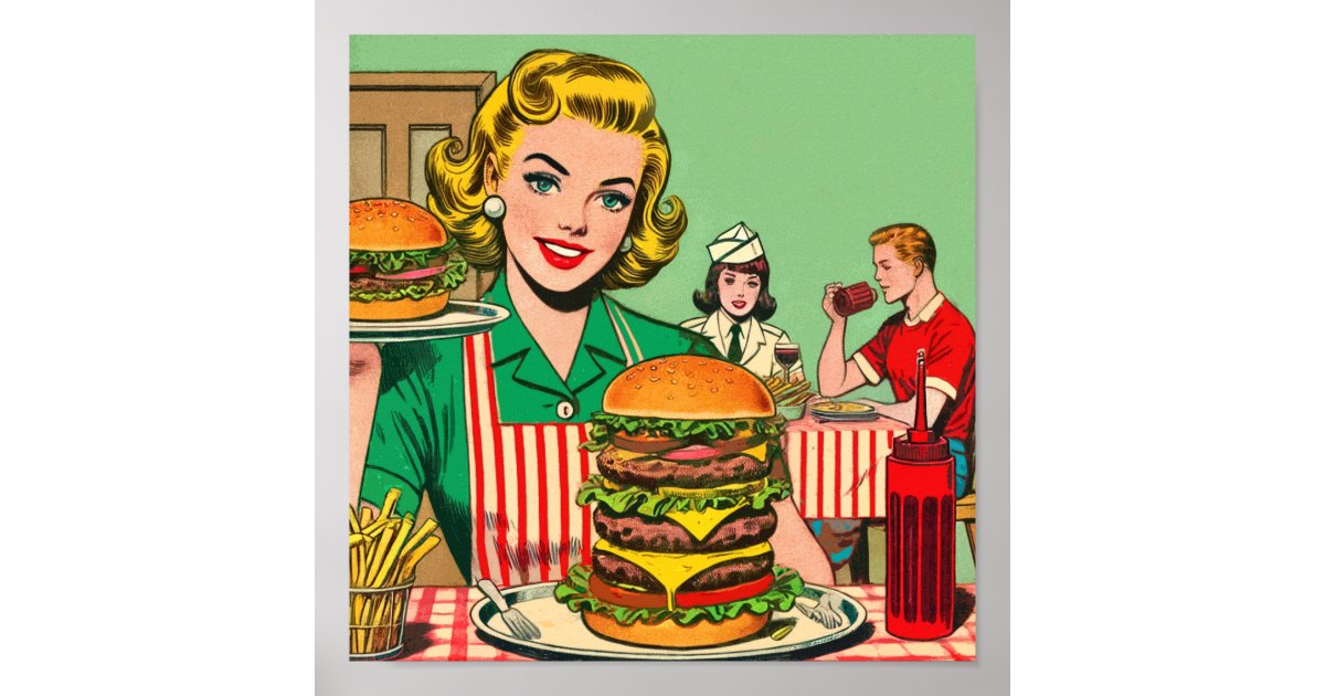 Retro Burger Comics Poster | Zazzle