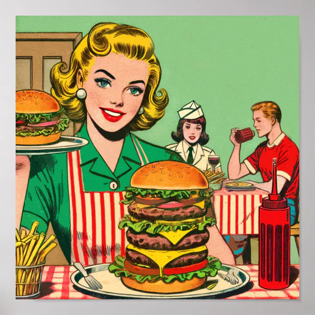 Retro Burger Comics Poster | Zazzle