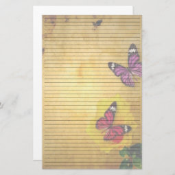 Retro Butterflies Lined Stationery Paper | Zazzle