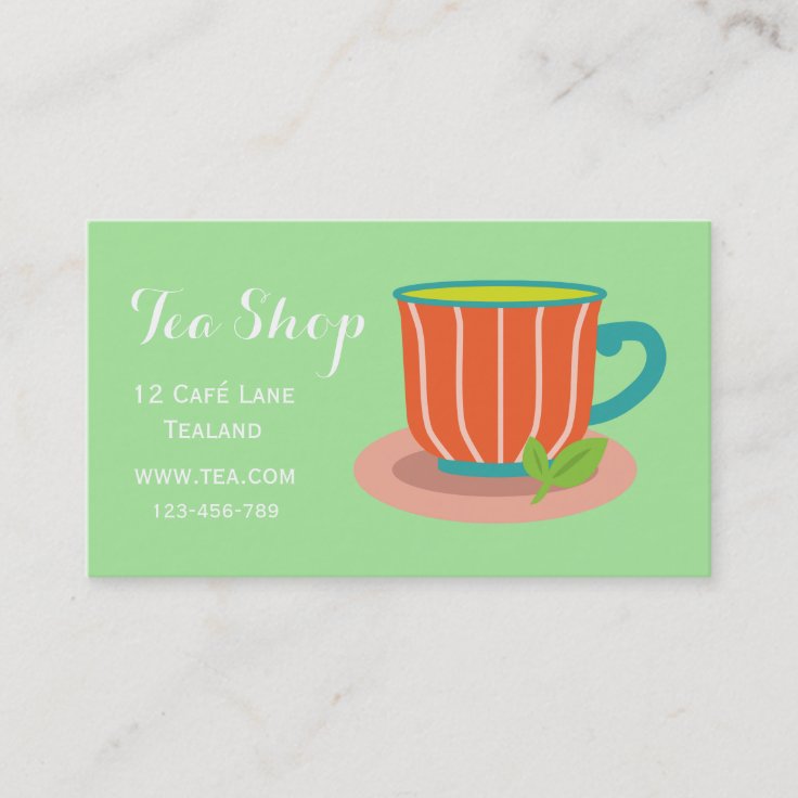 Retro cafe tea shop designer tea pot business card | Zazzle