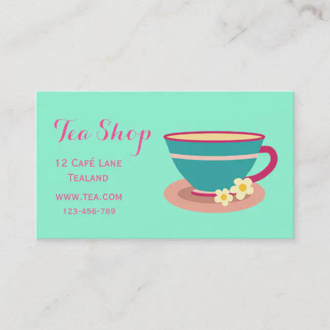 Retro cafe tea shop designer teacup business card | Zazzle