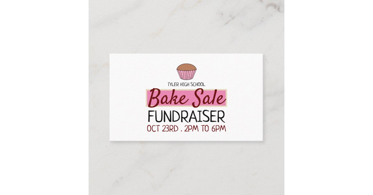 Retro Cake Design, Charity Bake Sale Event Advert Business Card | Zazzle