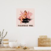 Retro Calendar Girl Pin-up Vintage Style Design Poster | Zazzle