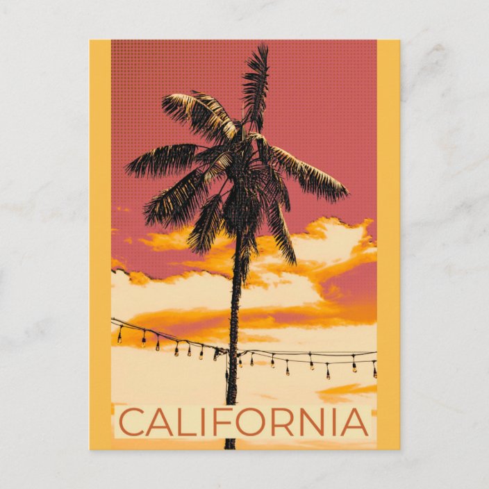 Retro California Vintage Palm Tree Postcard | Zazzle.com