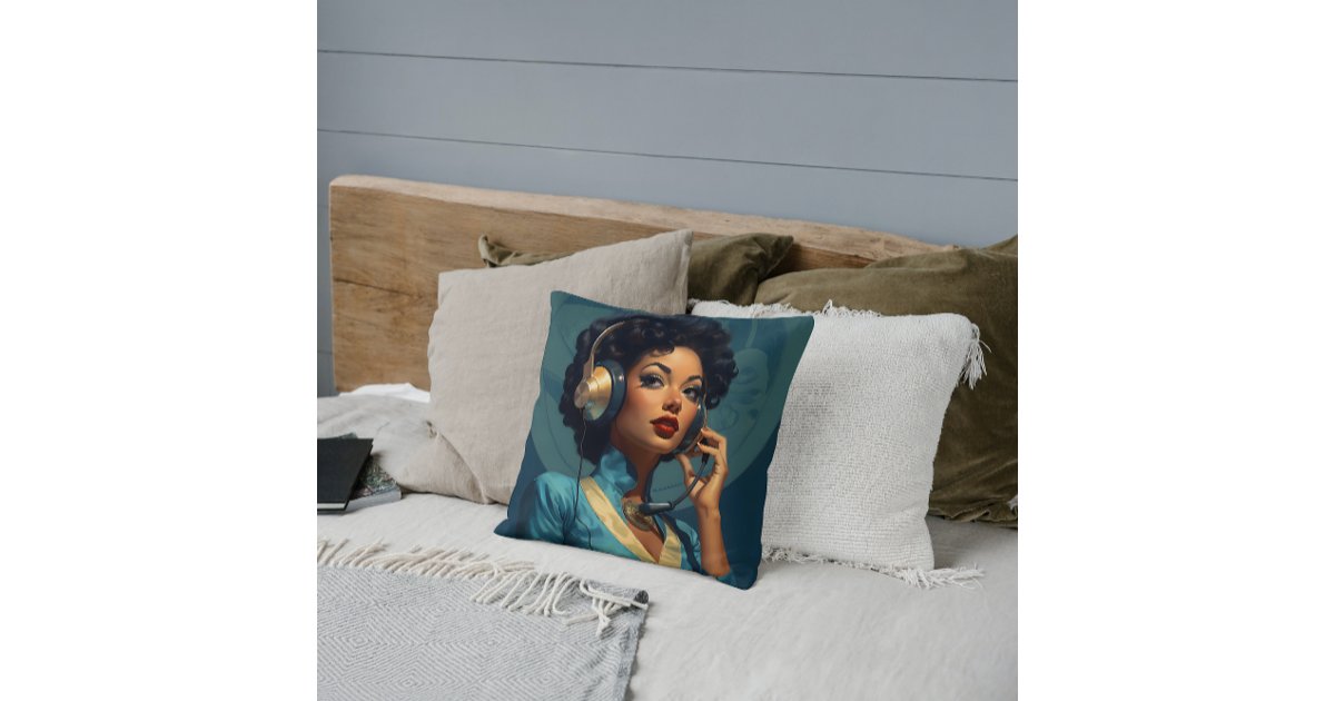 Retro Call Center Chic Throw Pillow | Zazzle