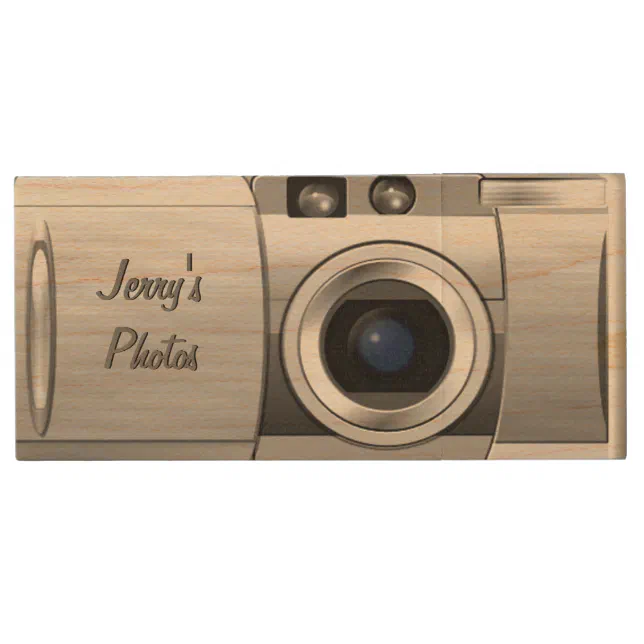 Retro Camera Personalized Wood Flash Drive | Zazzle