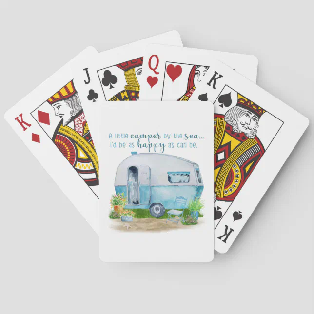 Retro Camper Caravan Watercolor Playing Cards | Zazzle