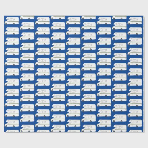 Retro Camper Motorhome blue wrapping paper | Zazzle