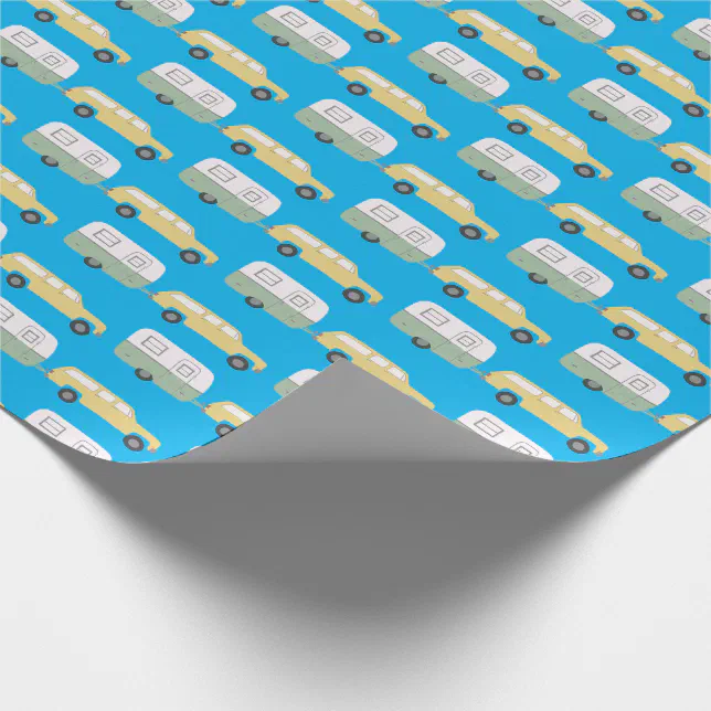 Retro Camper Motorhome Trailer Blue Wrapping Paper | Zazzle