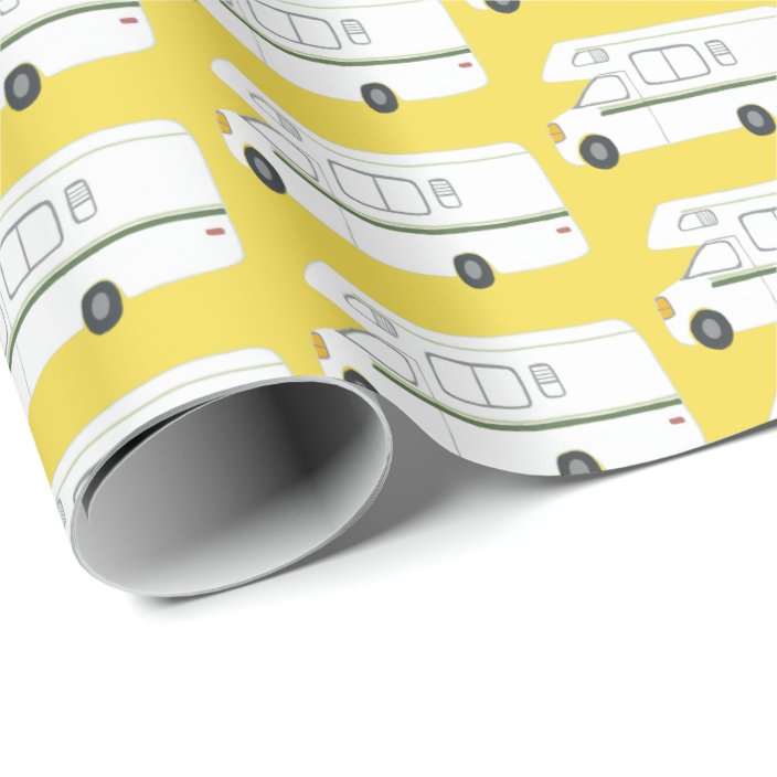 Retro Camper Motorhome yellow wrapping paper | Zazzle