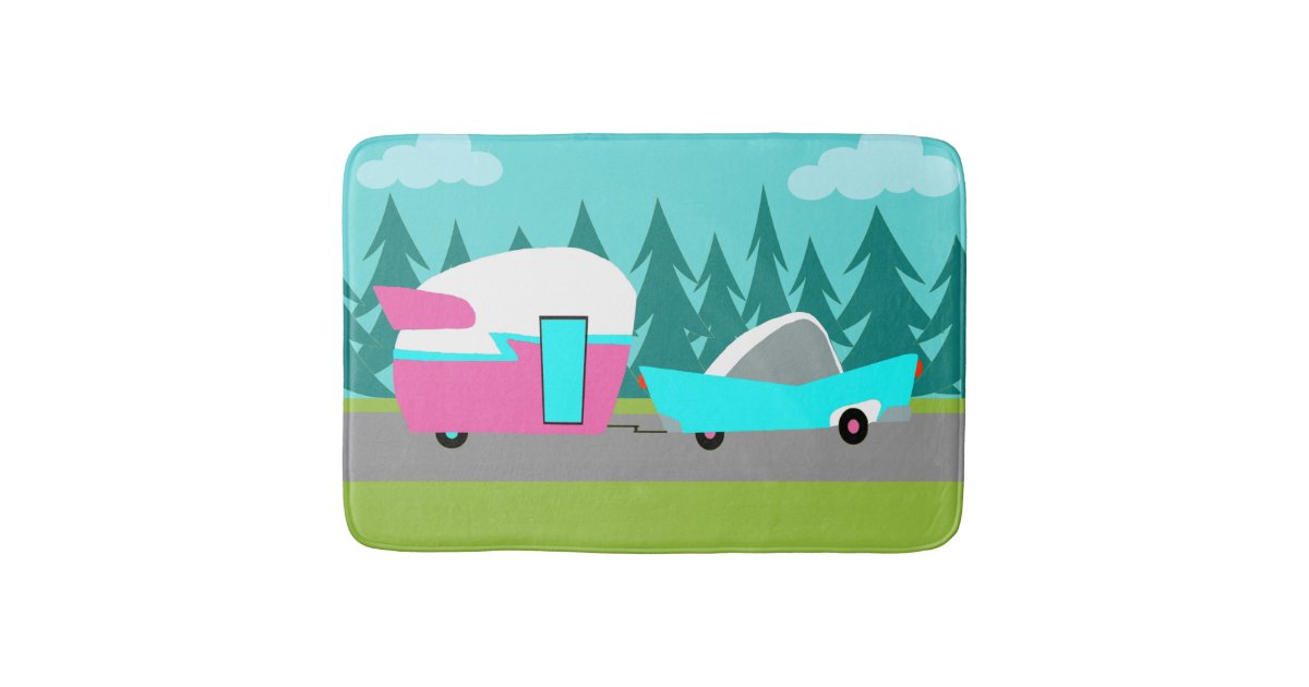 Retro Camper / Trailer and Car Bath Mat | Zazzle