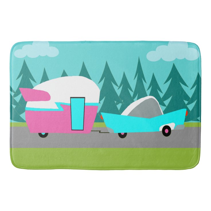 Retro Camper / Trailer and Car Bath Mat | Zazzle