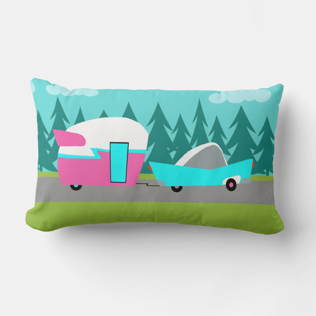 Retro Camper / Trailer and Car Lumbar Pillow | Zazzle