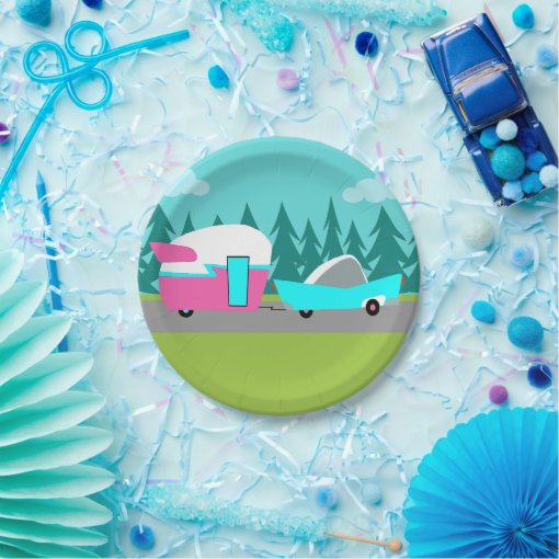 Retro Camper / Trailer and Car Paper Plates | Zazzle