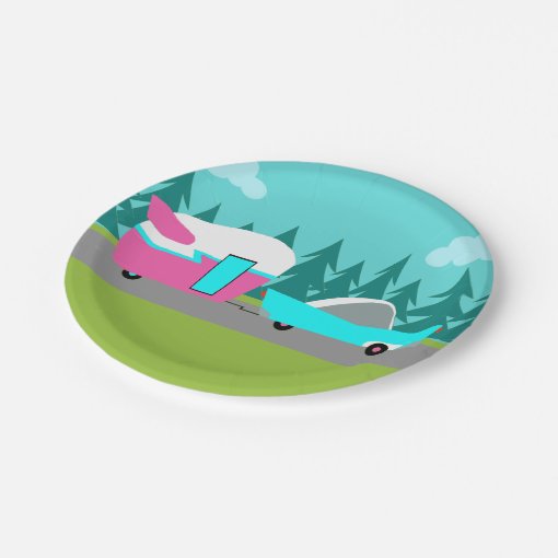 Retro Camper / Trailer and Car Paper Plates | Zazzle