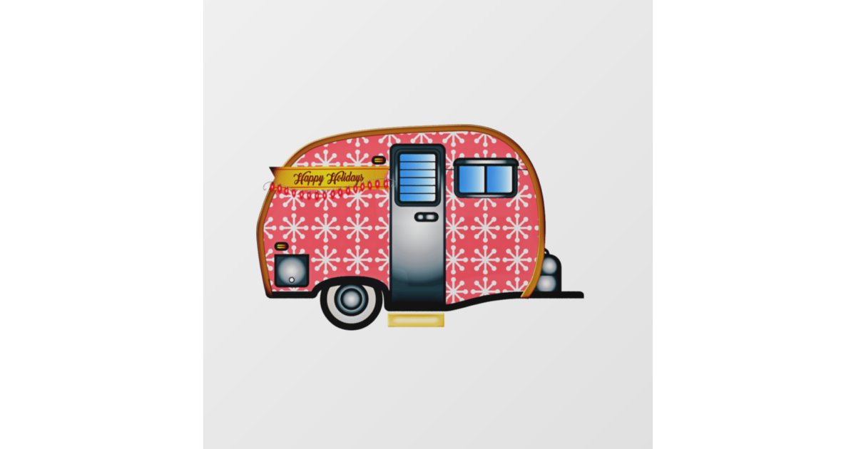 RETRO CAMPER TRAILER CHRISTMAS WINDOW CLING | Zazzle