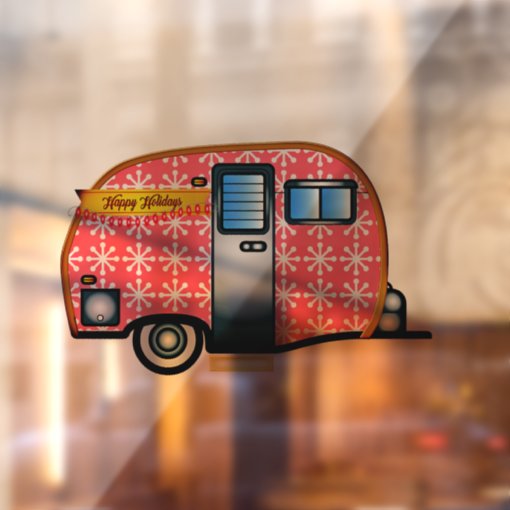RETRO CAMPER TRAILER CHRISTMAS WINDOW CLING | Zazzle