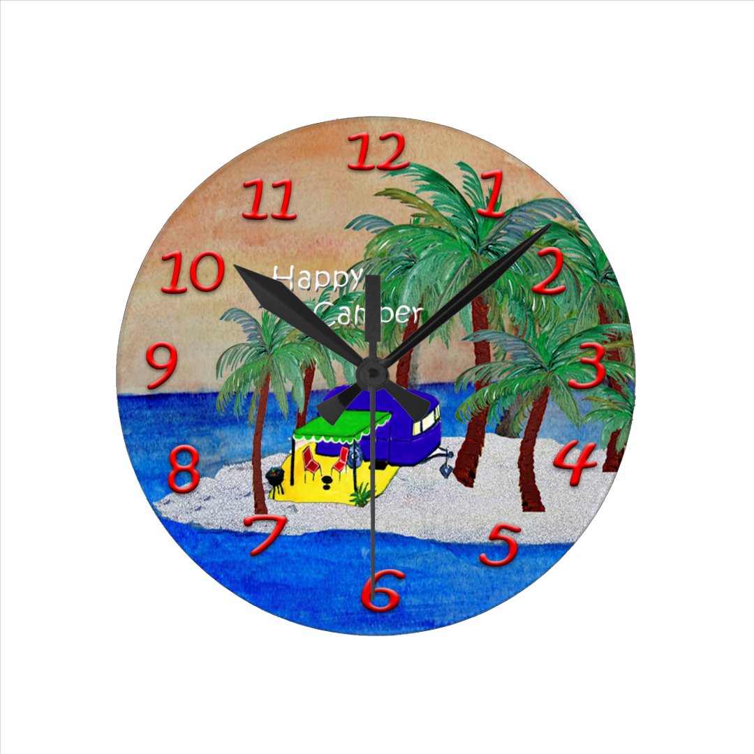 Retro camper wall clock | Zazzle