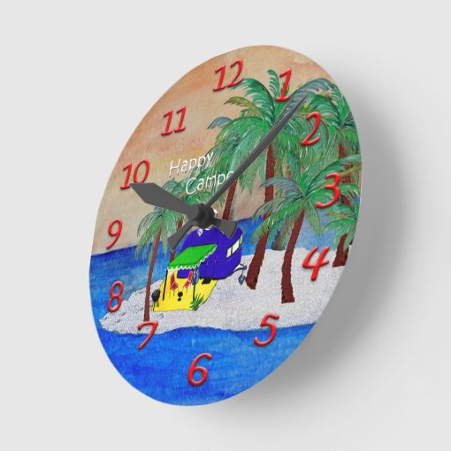 Retro camper wall clock | Zazzle
