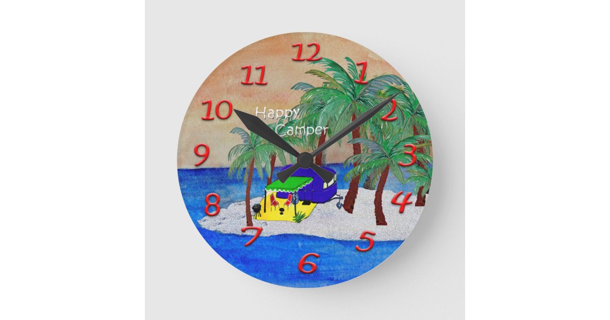 Retro camper wall clock | Zazzle