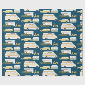 Retro Campervan Motorhome RV Van Trailer Blue Wrapping Paper | Zazzle
