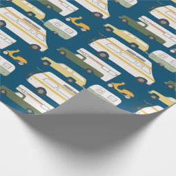 Retro Campervan Motorhome RV Van Trailer Blue Wrapping Paper | Zazzle