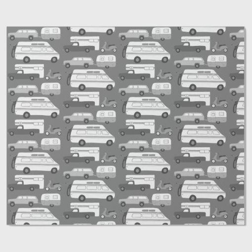 Retro Campervan Motorhome RV Van Trailer Grey Wrapping Paper | Zazzle