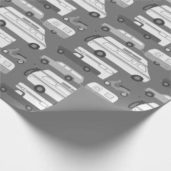 Retro Campervan Motorhome RV Van Trailer Grey Wrapping Paper | Zazzle