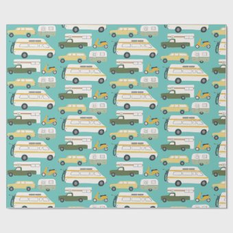 Retro Campervan Motorhome RV Van Trailer Wrapping Paper | Zazzle