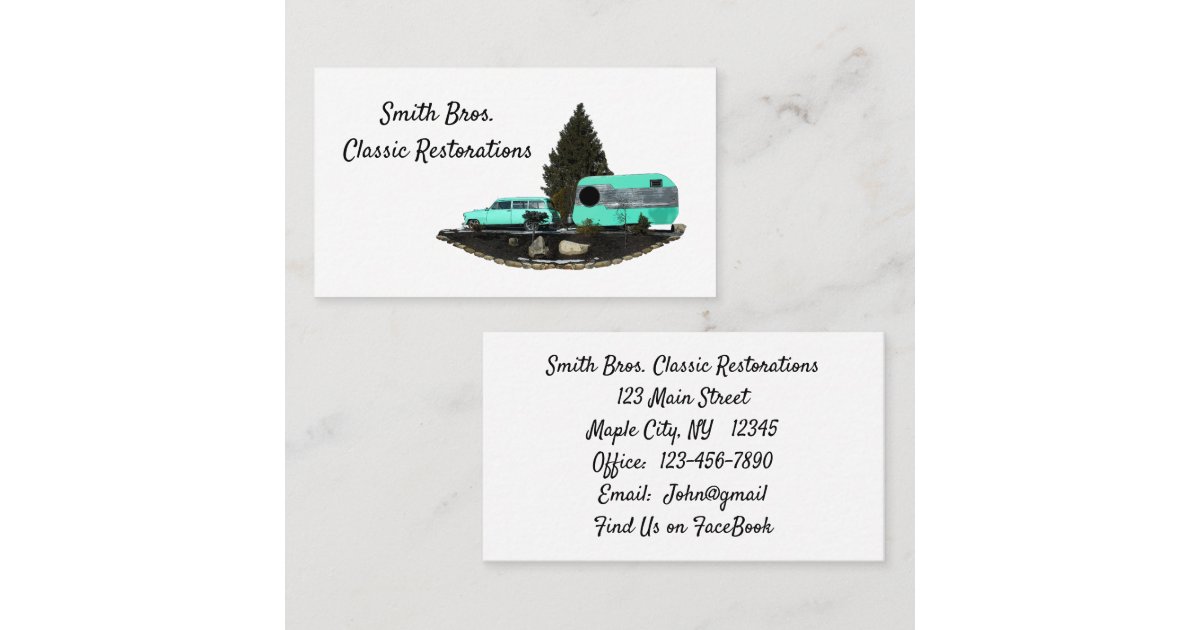 Retro Camping Car Trailer Business Cards | Zazzle
