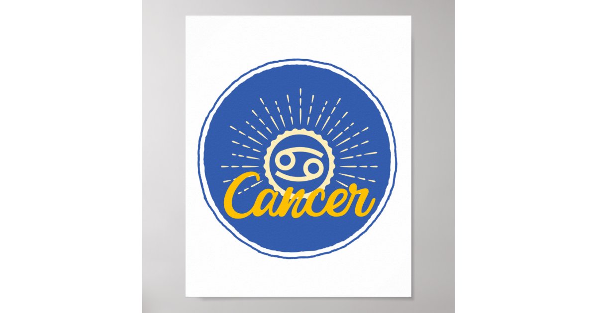 Retro Cancer Zodiac Sign Badge Poster | Zazzle