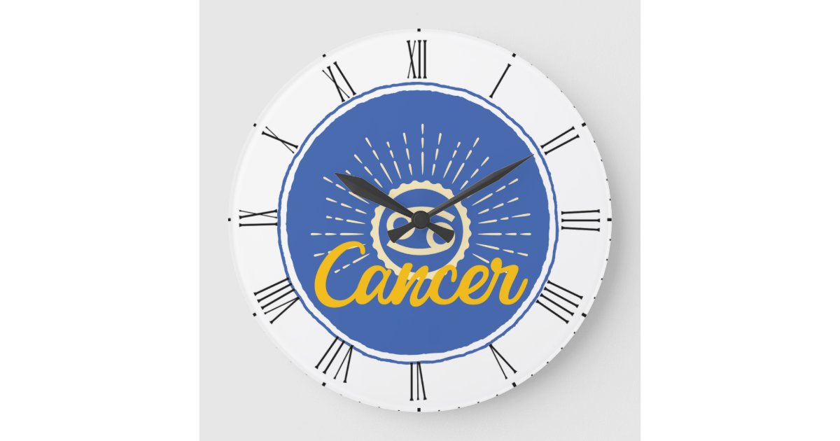 Retro Cancer Zodiac Sign Large Clock | Zazzle