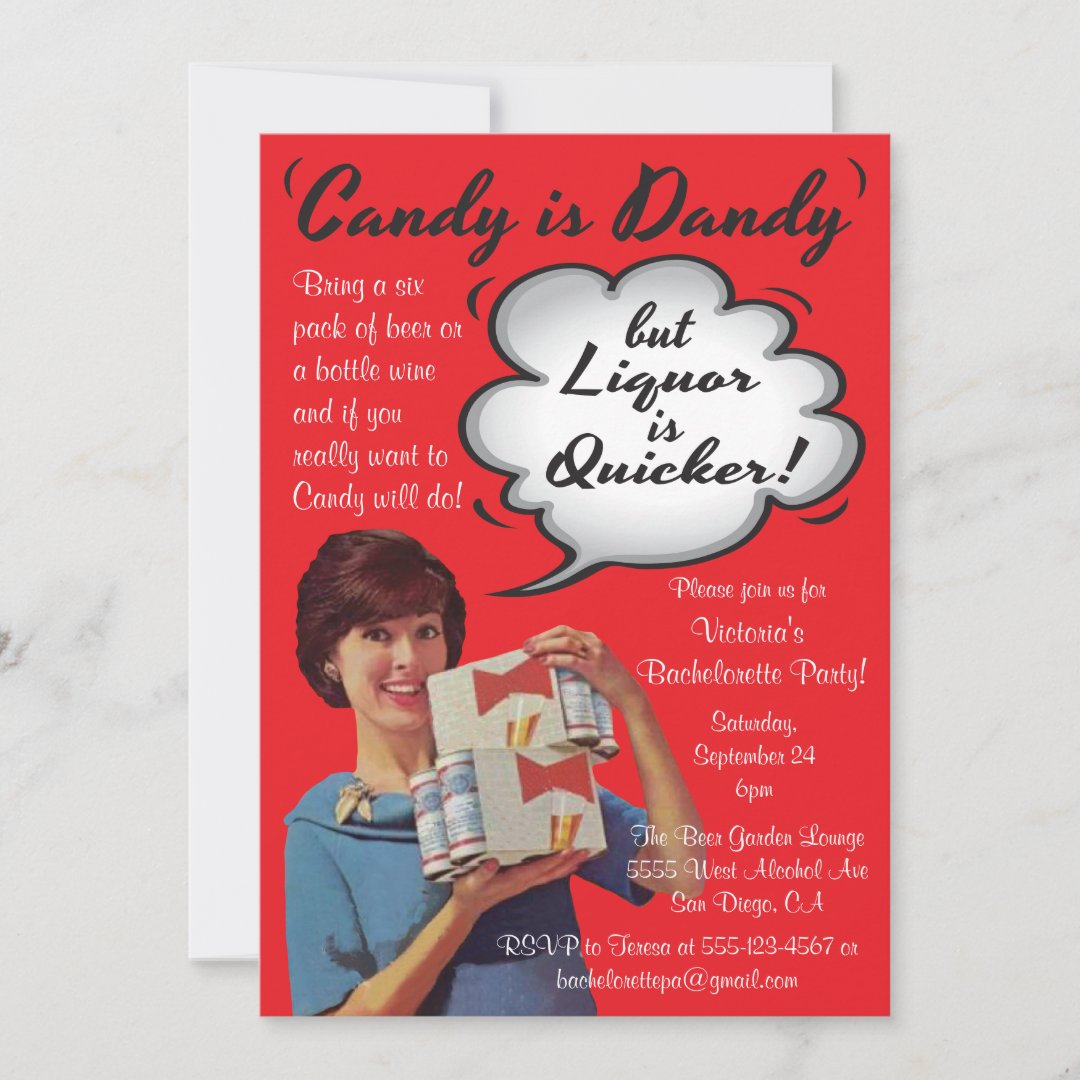 Retro Candy is Dandy Bachelorette Party Invitation | Zazzle