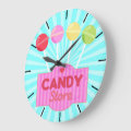 Retro Candy Store Pastel Coloured Lollipops Design Large Clock | Zazzle