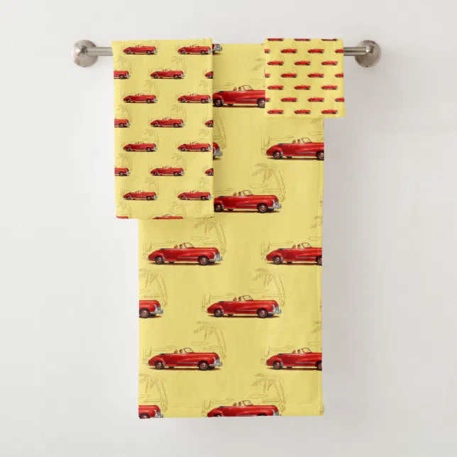 Retro car Bathroom Towel Set | Zazzle