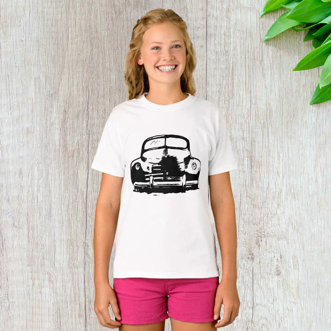 Retro Car Girls T-Shirt | Zazzle