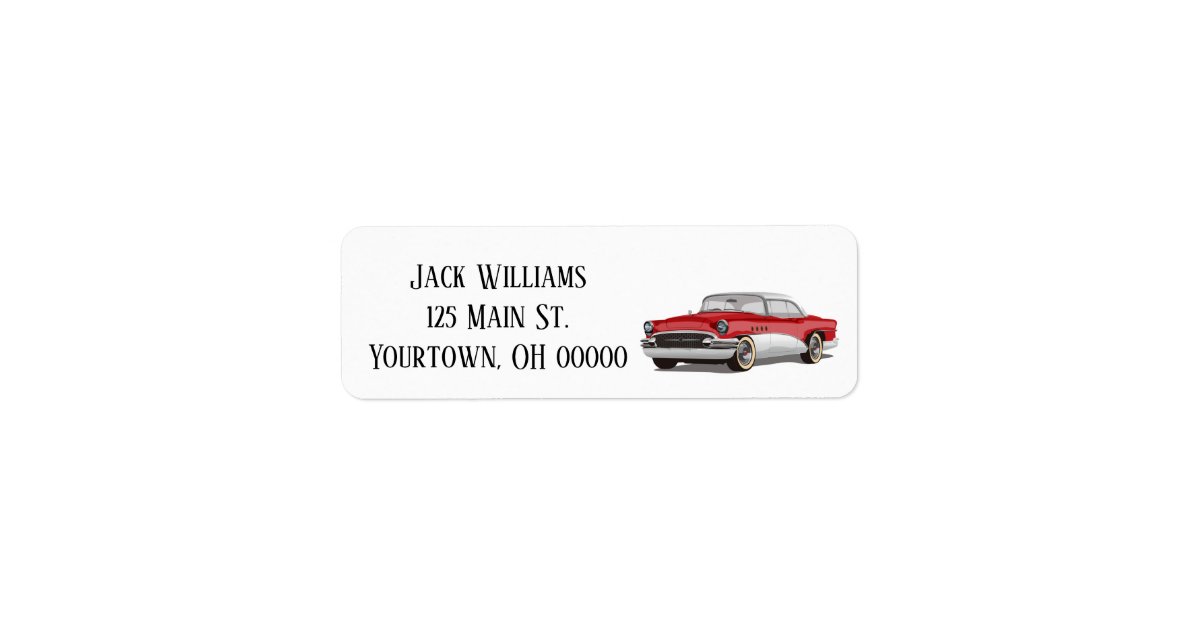 Retro Car On White Label | Zazzle
