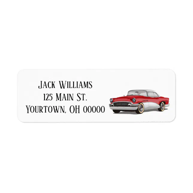 Retro Car On White Label | Zazzle